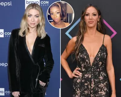 ภาพแทรกของศรัทธา Stowers เหนือภาพถ่ายคู่กันของ Stassi Schroeder และ Kristen Doute