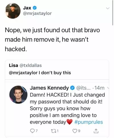 James Kennedy tweets Jax Taylor