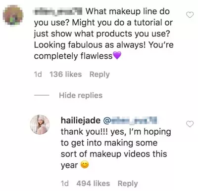 Hailie Jade tease titoriais de maquillaxe