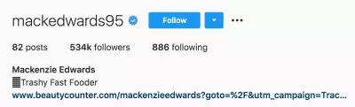 Mackenzie Edwards muudab Instagrami biograafiat pärast kana tagasilööki