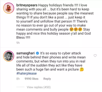 umukunzi wa britney amacumu sam asghari yamurwanije mugitekerezo kuri instagram