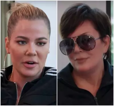 Kris Jenner huet grouss Hoops a enk Bun a Split Bild mam Kris Jenner a grousse Sonnebrëller op KUWTK