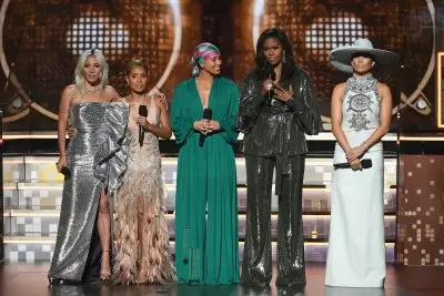 Lady Gaga Jada Pinkett Smith, Alicia Keys, Michelle Obama, Jennifer Lopez ລາງວັນ GRAMMY ປະຈໍາປີ 61st