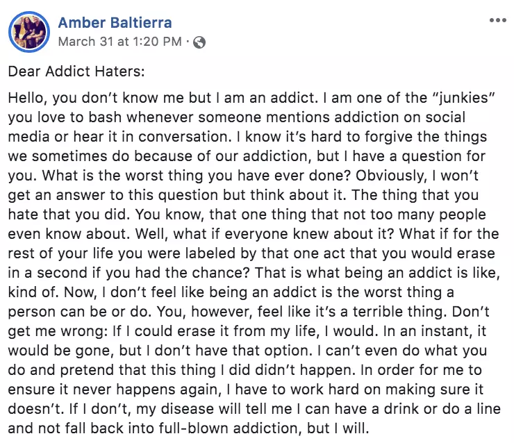 אמבר בלטיירה מדברת על התמכרות