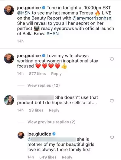 Joe Giudice Instagram-kommentarer om snart at være ekskone Teresa Giudice