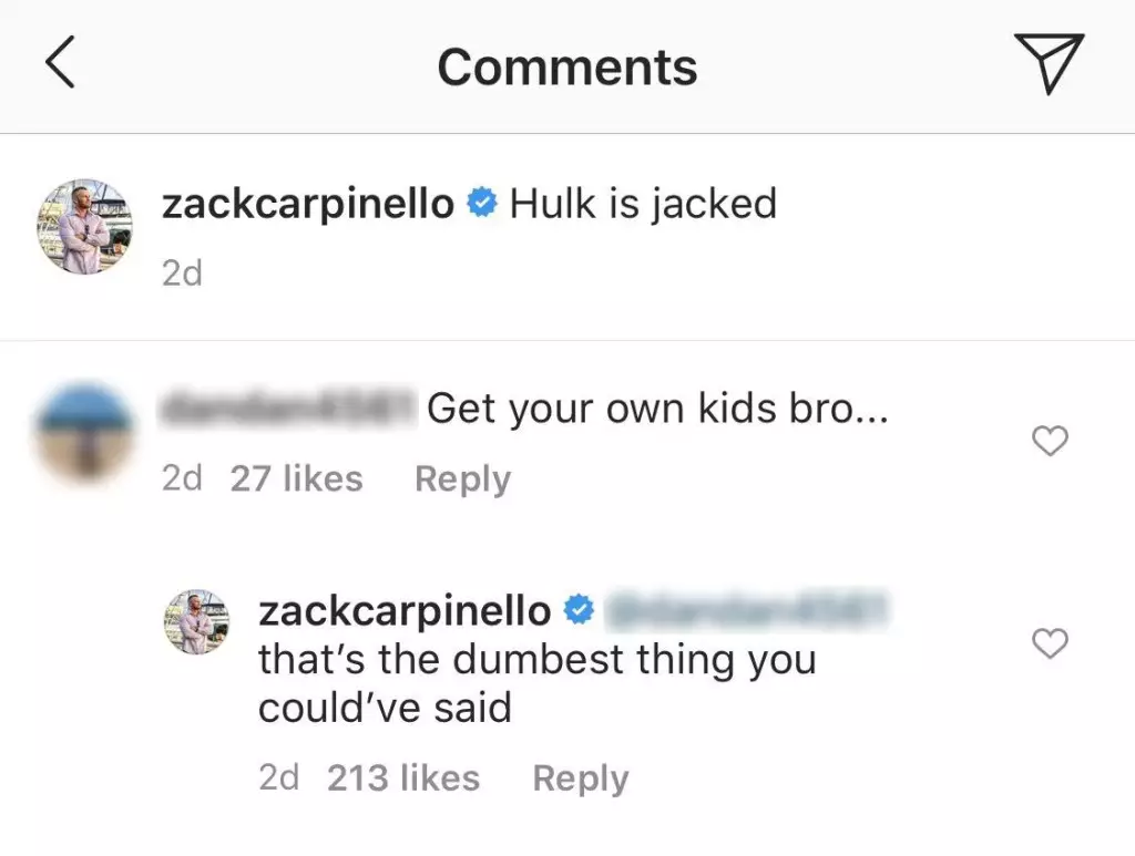 El novio de JWoww, Zack Carpinello, aplaude al troll que dice 'Consigue tus propios hijos' en una foto con Greyson