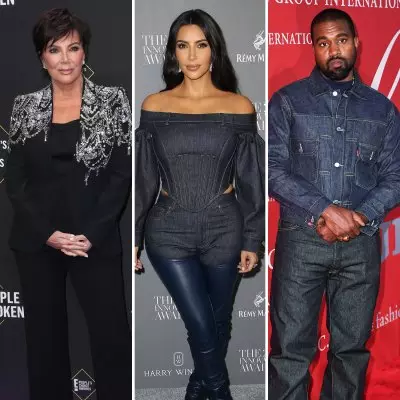 Fotografie Kris Jenner, Kim Kardashian a Kanye Westa vedľa seba