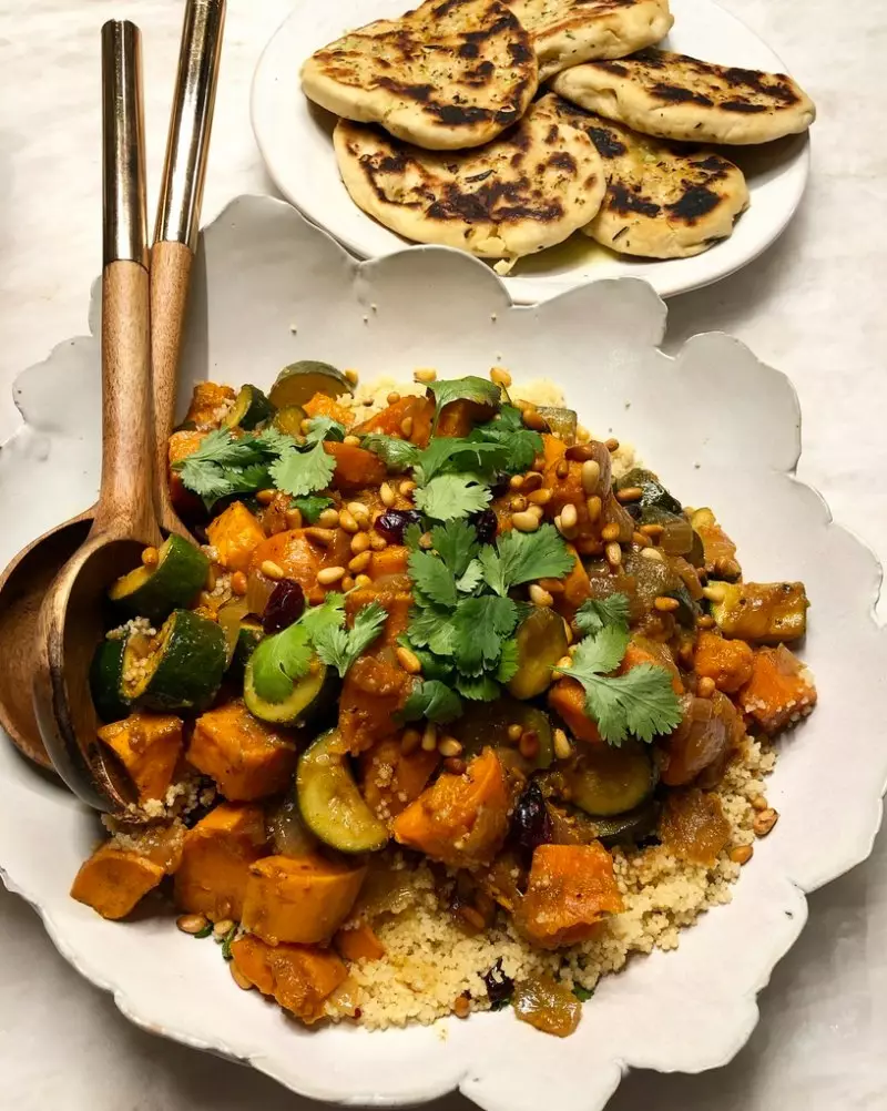 Chrissy-Teigen-veggie-couscous-with-spicy-pines-nuts-dec-2018