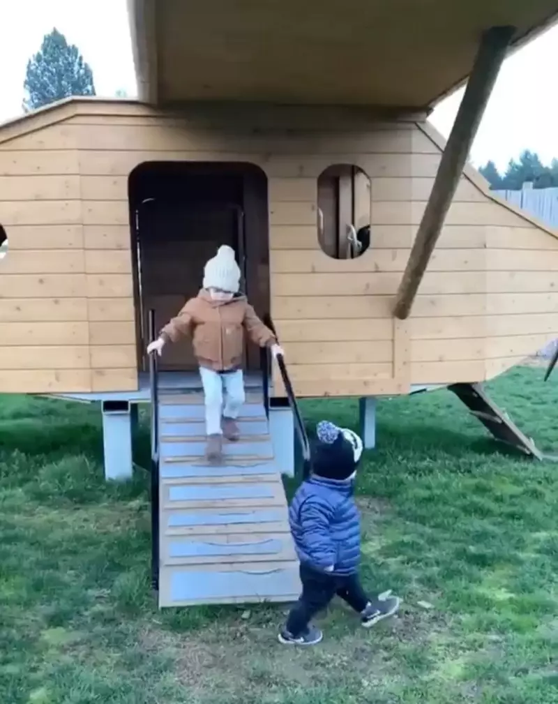 امبر و جکسون رولوف در هواپیمای چوبی بازی می کنند