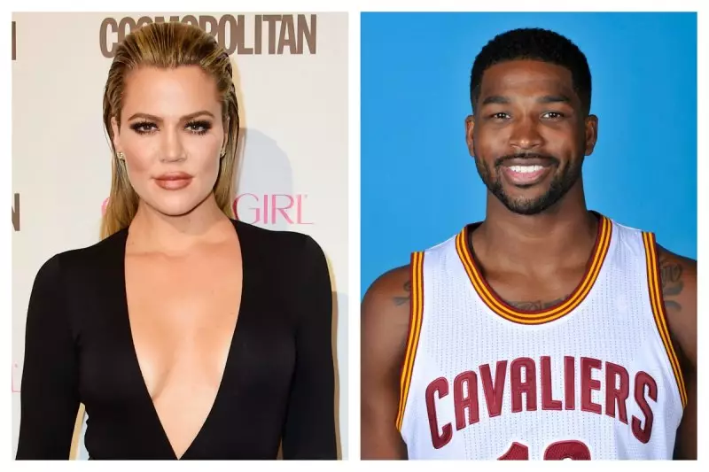 Delad skärm av Khloe Kardashian och Tristan Thompson