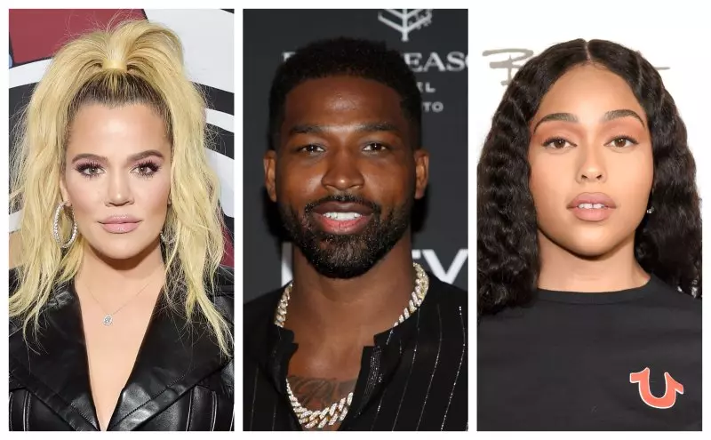 Picha iliyogawanyika ya Khloe Kardashian, Tristan Thompson na Jordyn Woods